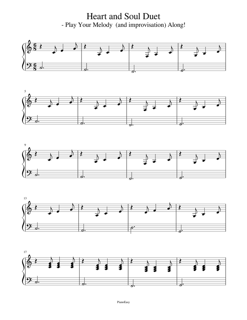 Heart and Soul Duet: Accompaniment Sheet Music for Piano (Solo) easy ...