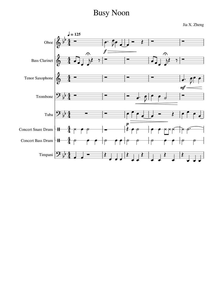 Busy Noon Sheet music for Trombone, Tuba, Oboe, Clarinet bass & more ...