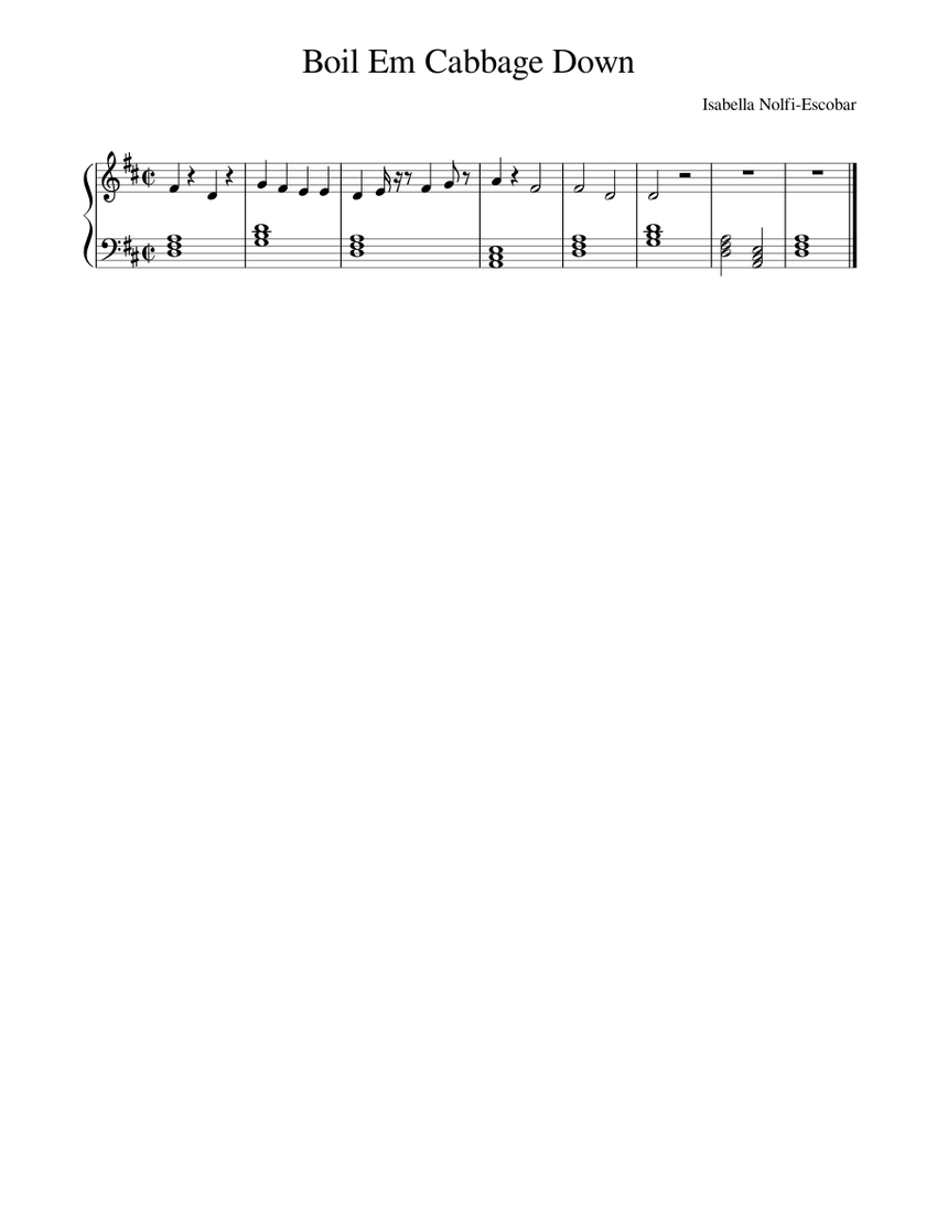 Boil Em Cabbage Down Sheet music for Piano (Solo) Easy | Musescore.com