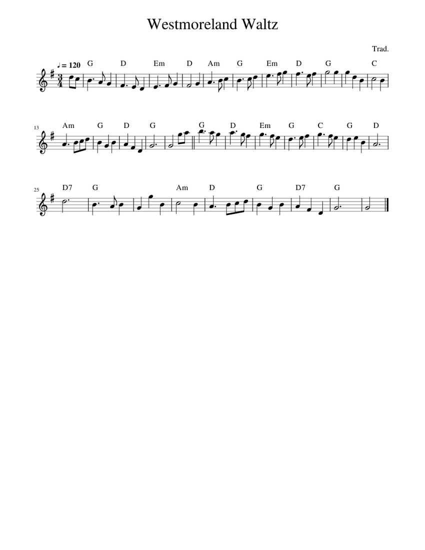 Traditional music - Westmoreland Waltz Sheet music for Piano (Solo ...