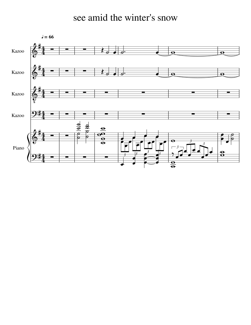 see amid the winter's snow Sheet music for Piano (Solo) | Musescore.com