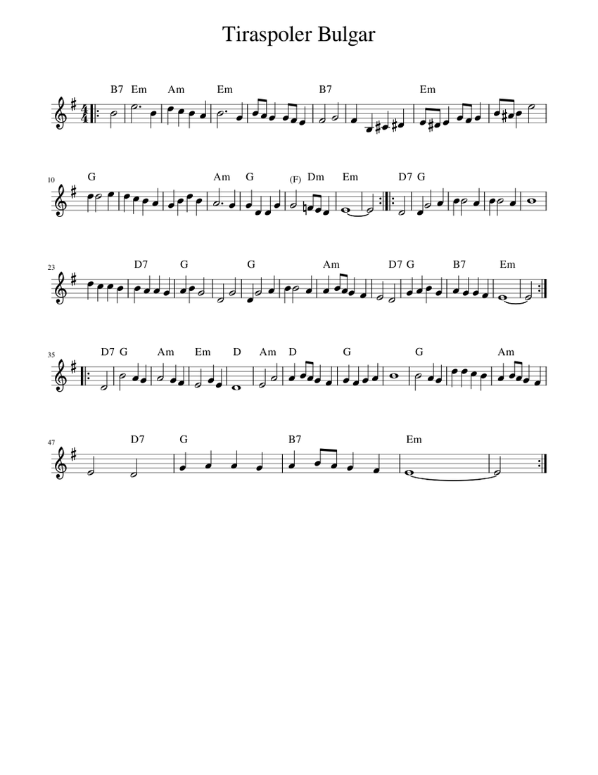Tiraspoler Bulgar Sheet music for Piano (Solo) Easy | Musescore.com