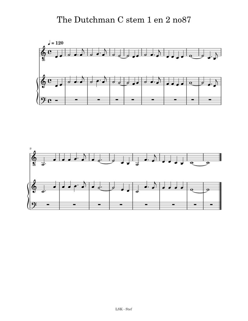 The Dutchman C stemmen 1 en 2 no87 1 Sheet music for Piano, Vocals (Men ...