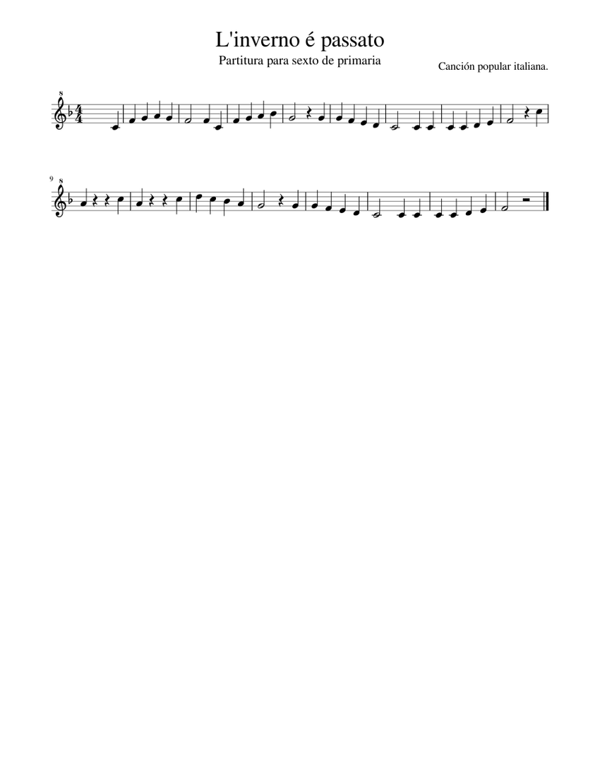 L inverno passato Sheet music for Recorder (Solo) | Musescore.com