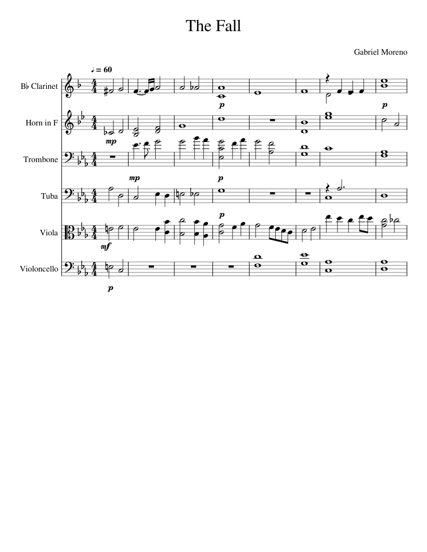 The Fall Sheet music for Trombone, Tuba, Clarinet in b-flat, French ...