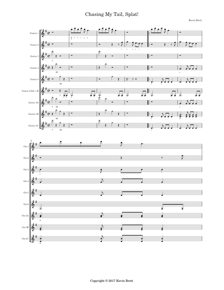Chasing My Tail, Splat! - Kevin Brett Sheet Music for Guitar (Mixed ...