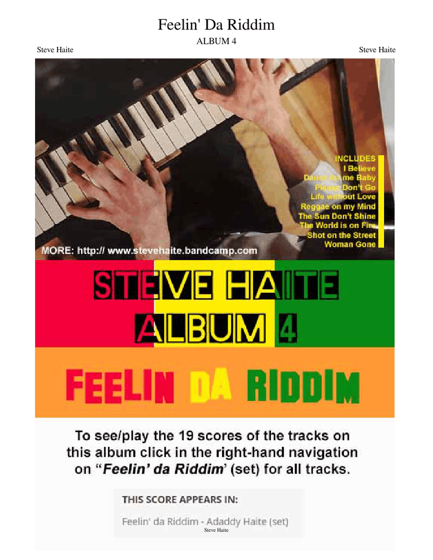 Feelin' Da Riddim ALBUM4 Sheet Music for Piano (Pep Band) easy ...