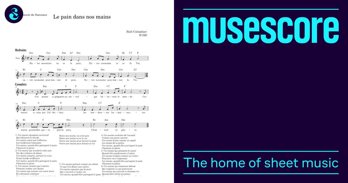 Le pain dans nos mains - Noël Colombier Sheet music for Synthesizer ...