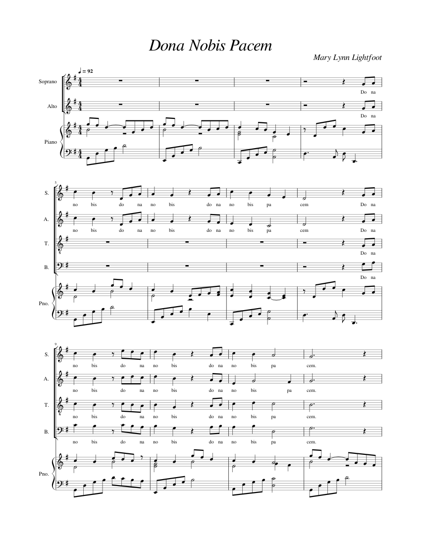 Dona Nobis Pacem Sheet music for Piano, Soprano, Alto, Tenor & more ...