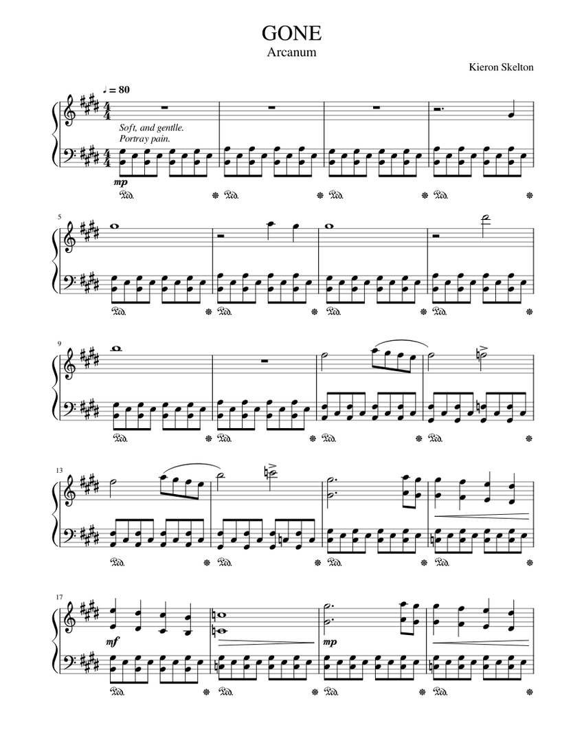 GONE Sheet music for Piano (Solo) Easy | Musescore.com