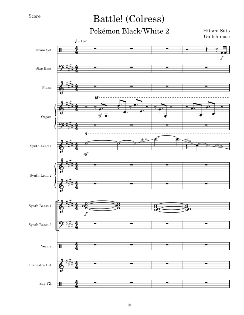 Battle! (Colress) (Pokémon Black/White 2) - Transcribed Score Sheet ...