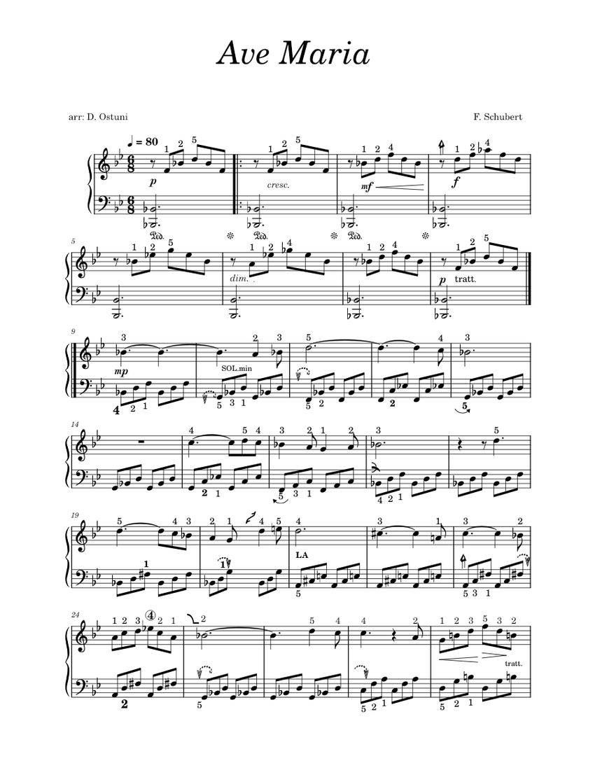 Ave Maria, D.839 – Franz Schubert - Easy Version Sheet music for Piano ...