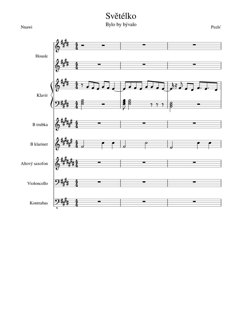 Sv t lko Sheet music for Piano, Clarinet in b-flat, Saxophone alto ...