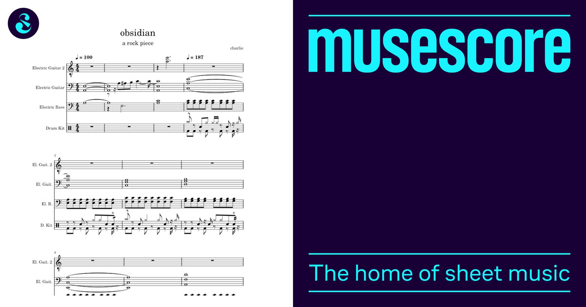 obsidian Sheet music for Guitar, Bass guitar, Drum group (Mixed Quartet ...
