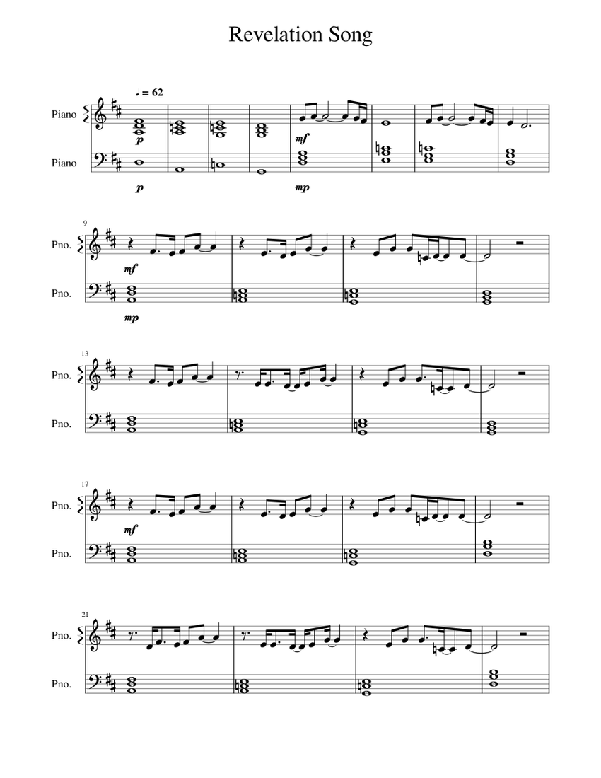 Revelation Song - Kari Jobe Sheet music for Piano (Piano Duo ...