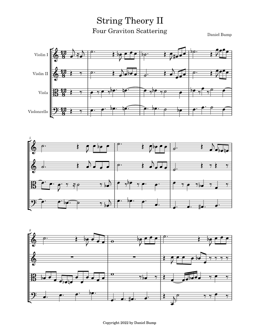 String Theory II Sheet music for Violin, Viola, Cello (String Quartet ...