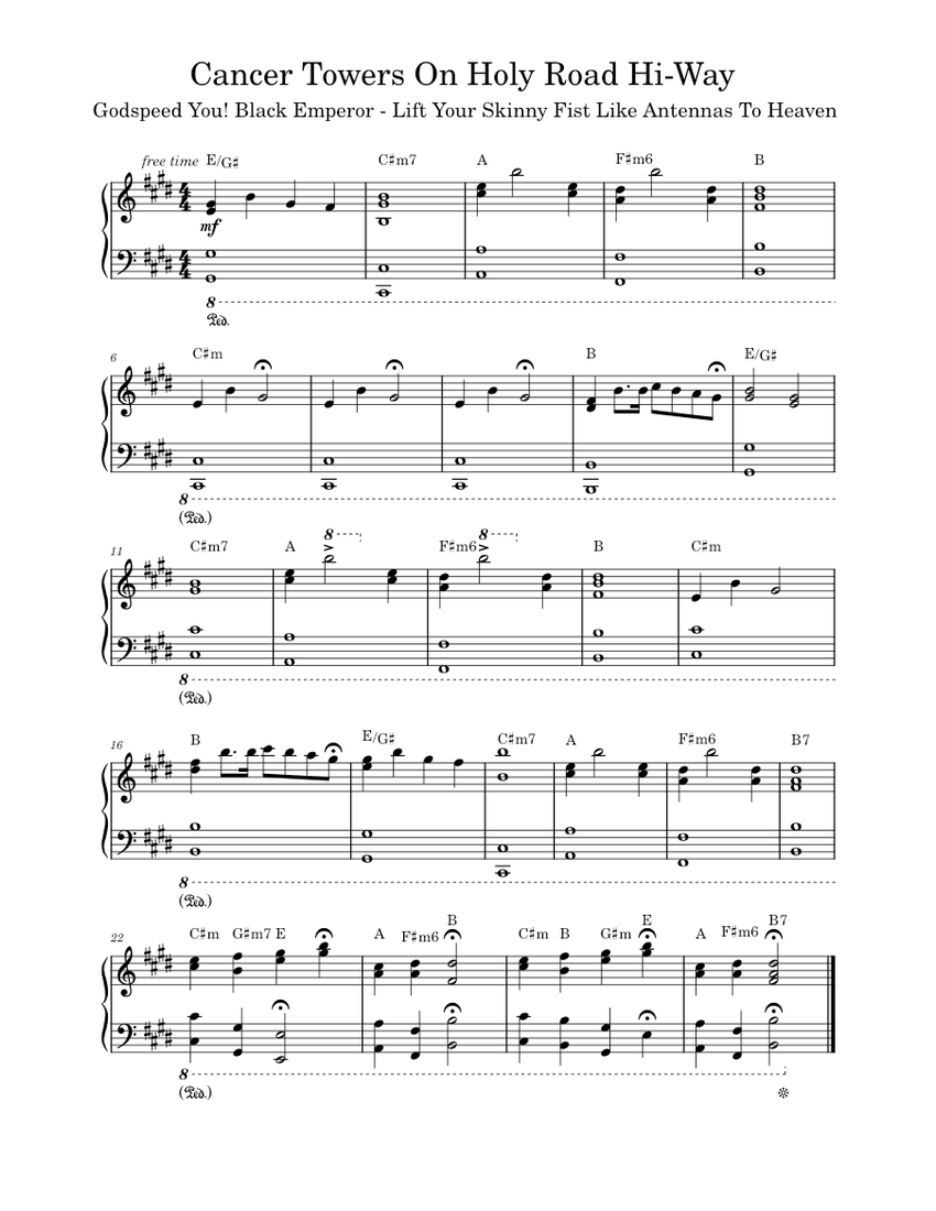 Cancer Towers on Holy Road Hi-Way Sheet music for Piano (Solo) Easy ...