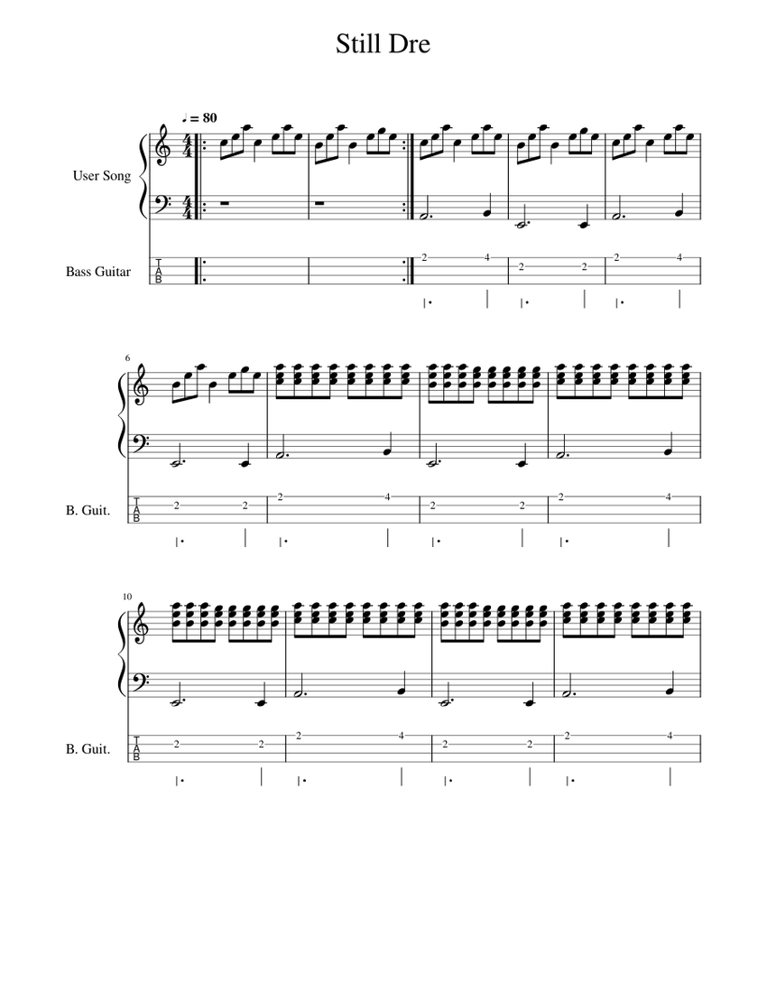 Still Dre - Full score - 01 R068_013 Sheet Music for Bass guitar (Solo ...