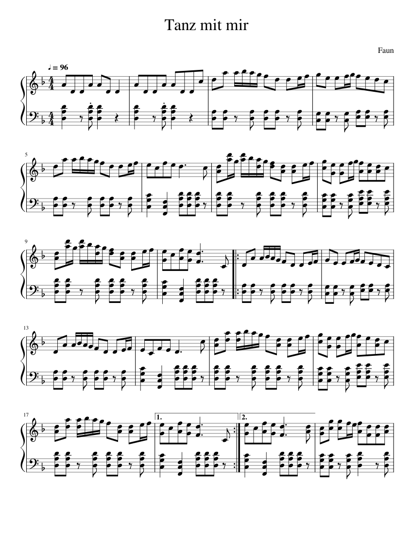 Tanz mit mir Sheet Music for Piano (Solo) | MuseScore.com
