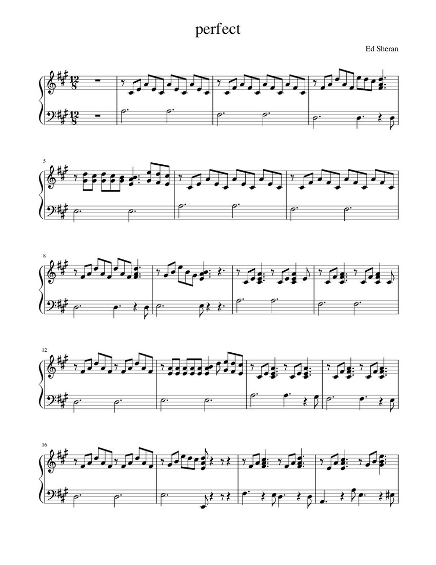 PERFECT - Ed Sheran Sheet music for Piano (Solo) | Musescore.com