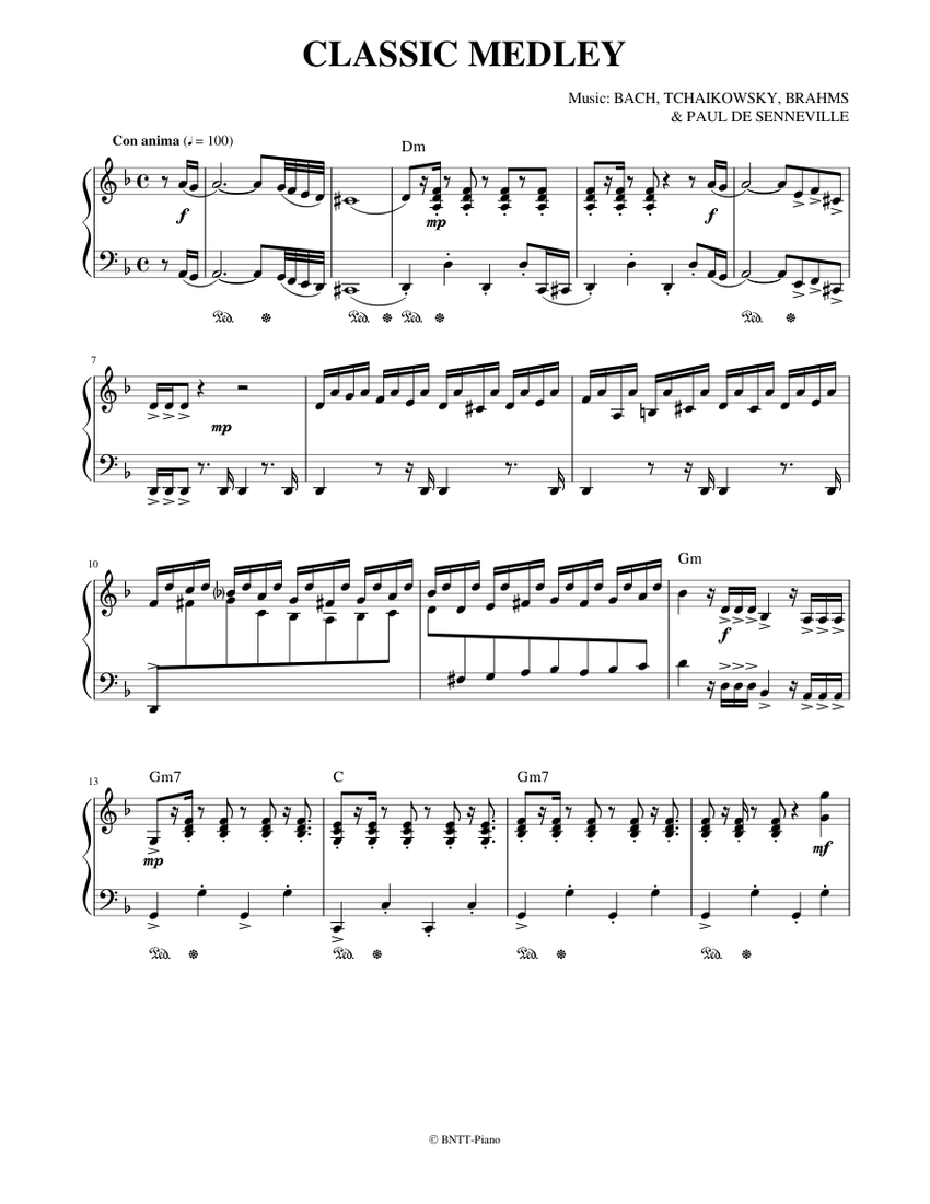 CLASSIC MEDLEY Sheet Music with Chords for Piano (Solo) | MuseScore.com