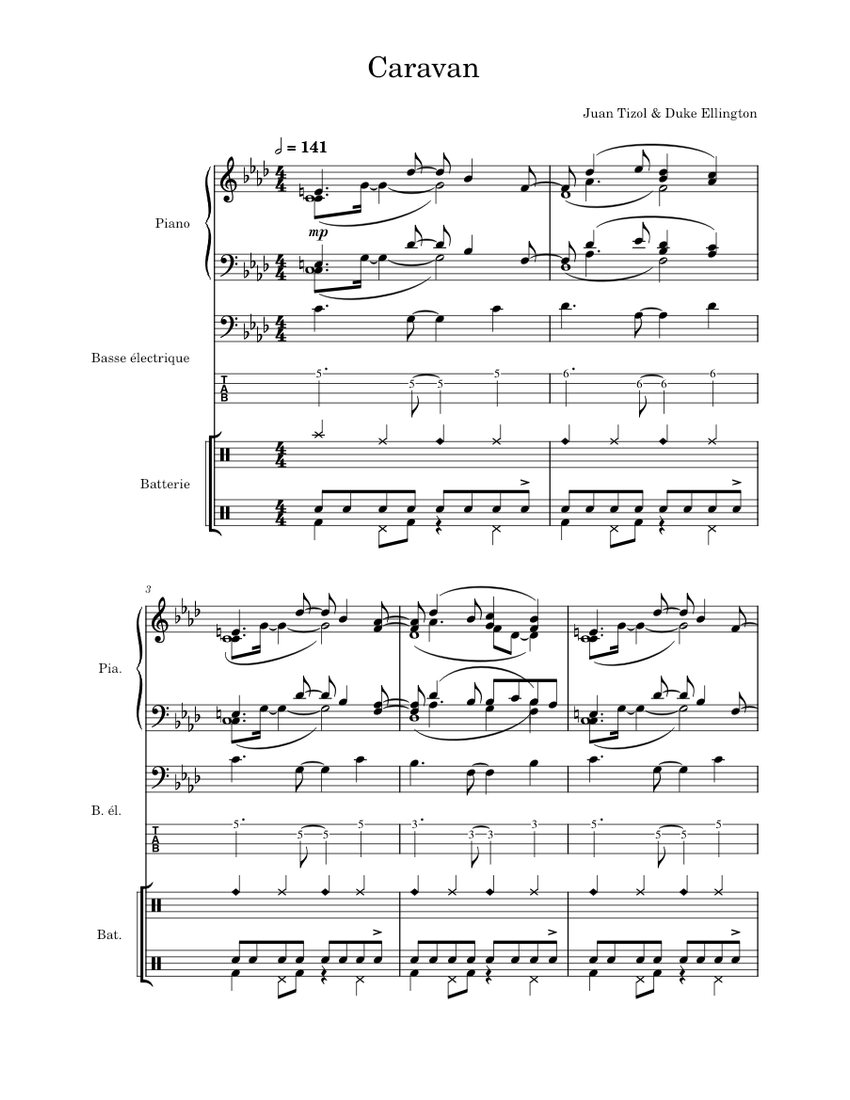 Caravan – Duke Ellington Caravan instrumental Sheet Music for Piano ...