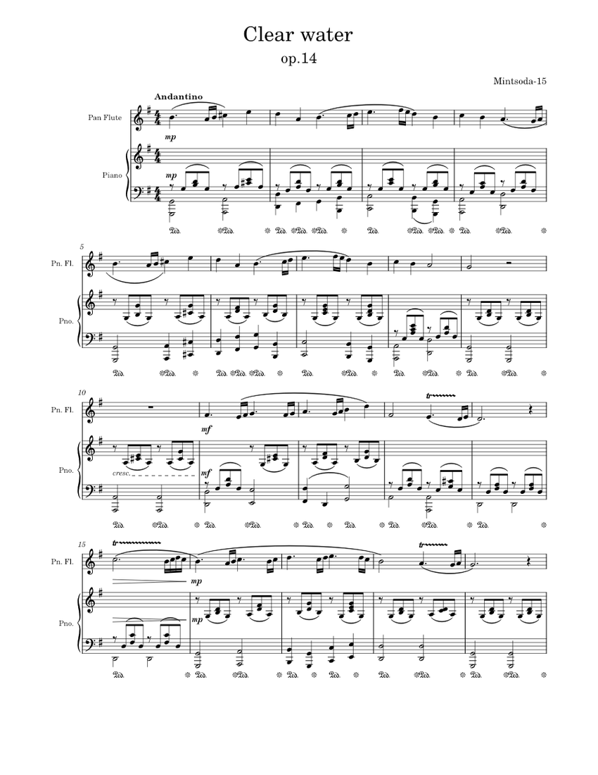 PanFlute-Clean Water Sheet Music with Chords for Piano, Flute other ...
