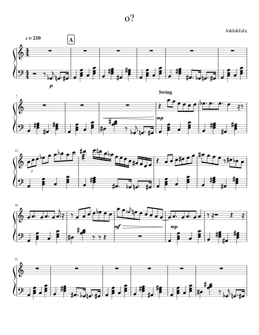 O? Sheet music for Piano (Solo) | Musescore.com
