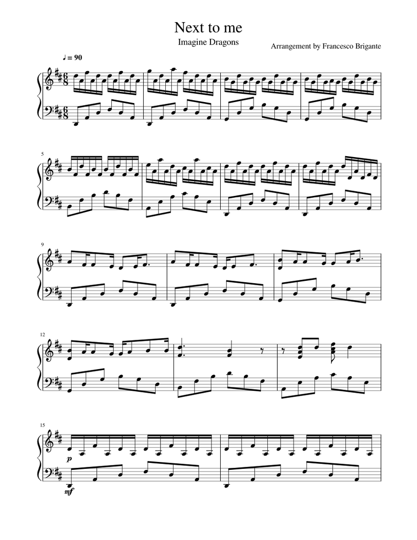 Imagine Dragons - Next To Me Sheet Music for Piano (Solo) | MuseScore.com