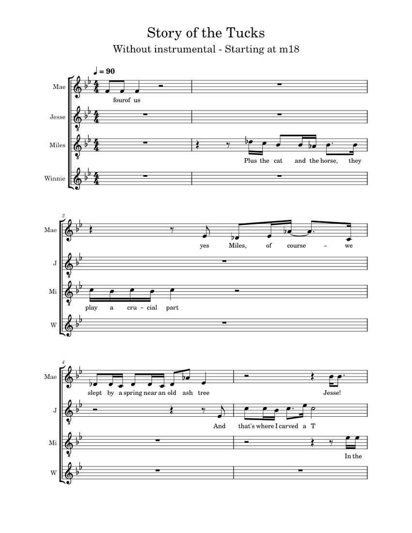 Story of the Tucks – Tuck Everlasting - Mae Only Sheet music for ...