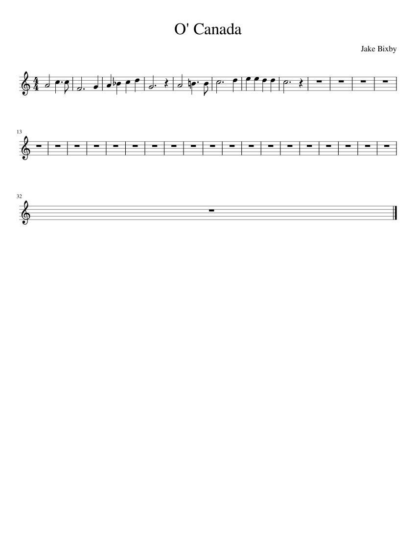O Canada Sheet music for Piano (Solo) Easy | Musescore.com