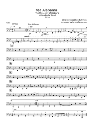 Yea Alabama – Ethelred Lundy (Epp) Sykes Yea Alabama Sheet Music for ...