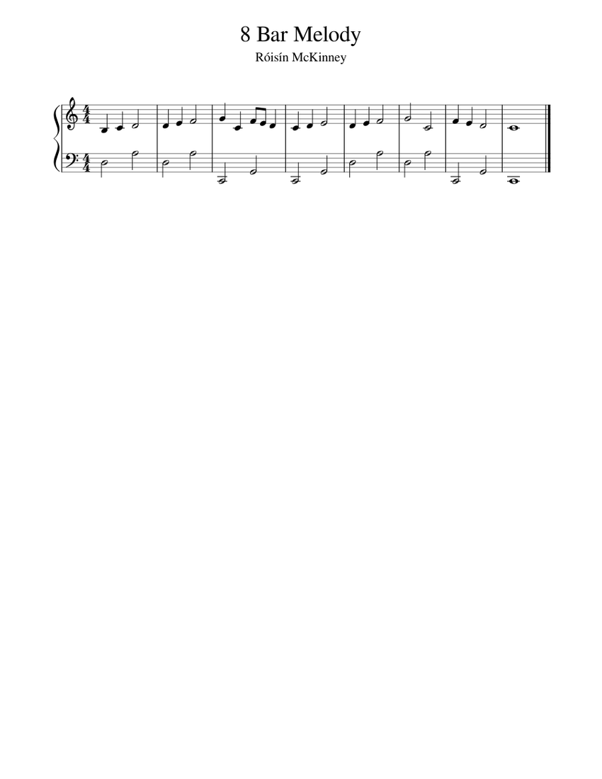 8 Bar Melody Sheet Music for Piano (Solo) easy | MuseScore.com