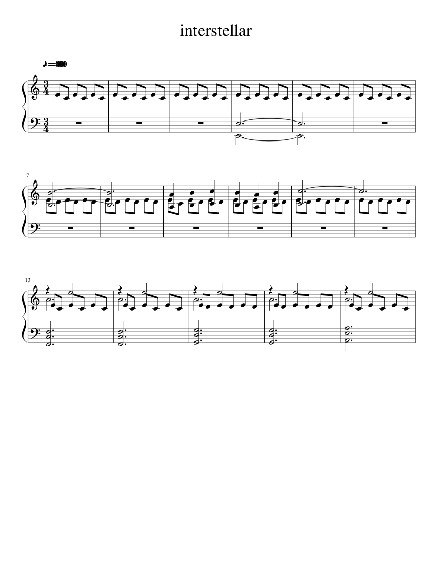 interstellar Sheet music for Piano (Solo) Easy | Musescore.com