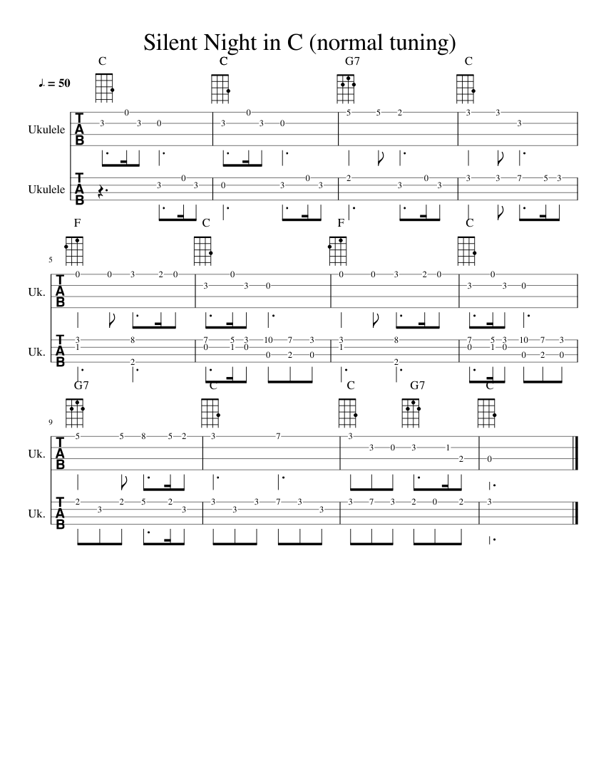 silent night in c Sheet music for Ukulele (String Duet) | Musescore.com