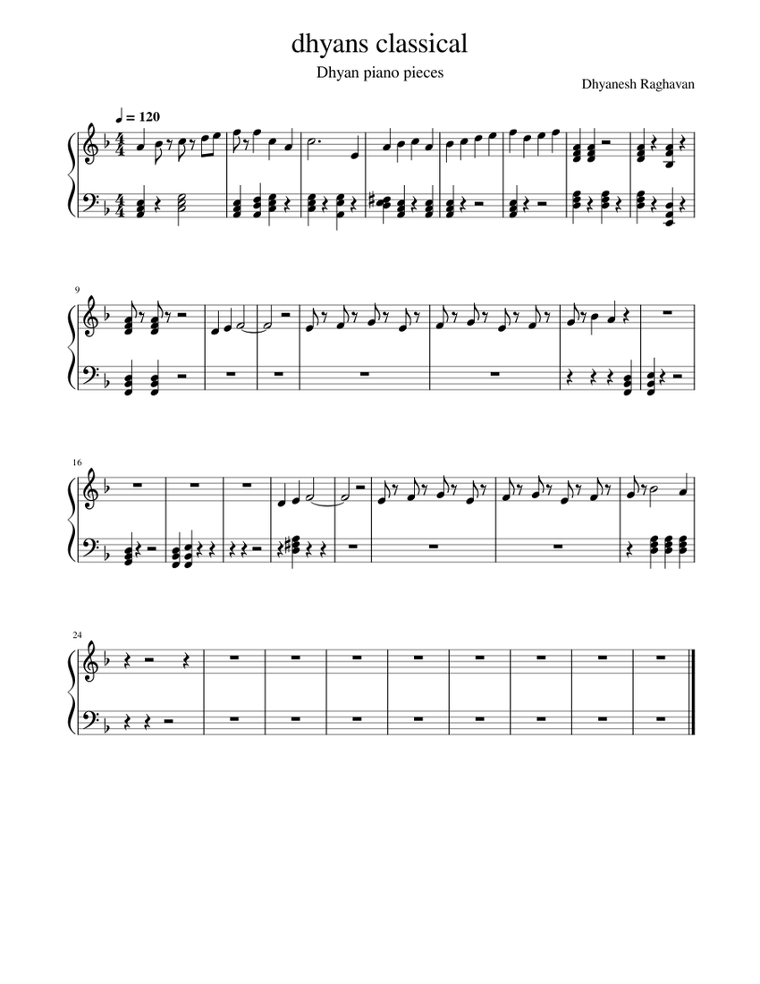 Dhyan's classical Sheet music for Piano (Solo) | Musescore.com