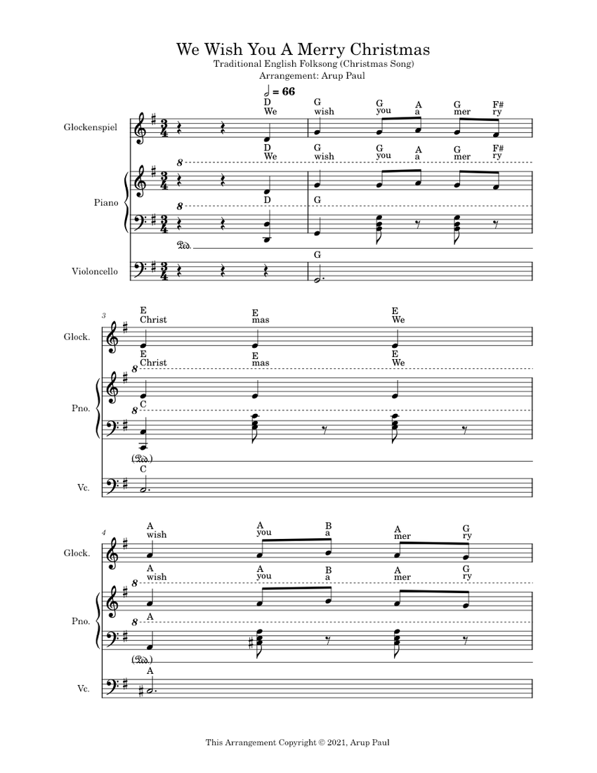 We Wish You A Merry Christmas Orchestration Arrangement by Arup Paul ...