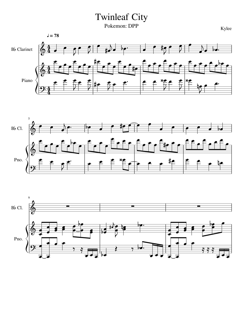 Twinleaf City WIP Sheet music for Piano, Clarinet in b-flat (Mixed Duet ...