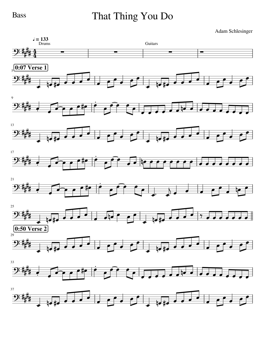 That Thing You Do - Bass Sheet Music for Piano (Solo) easy | MuseScore.com