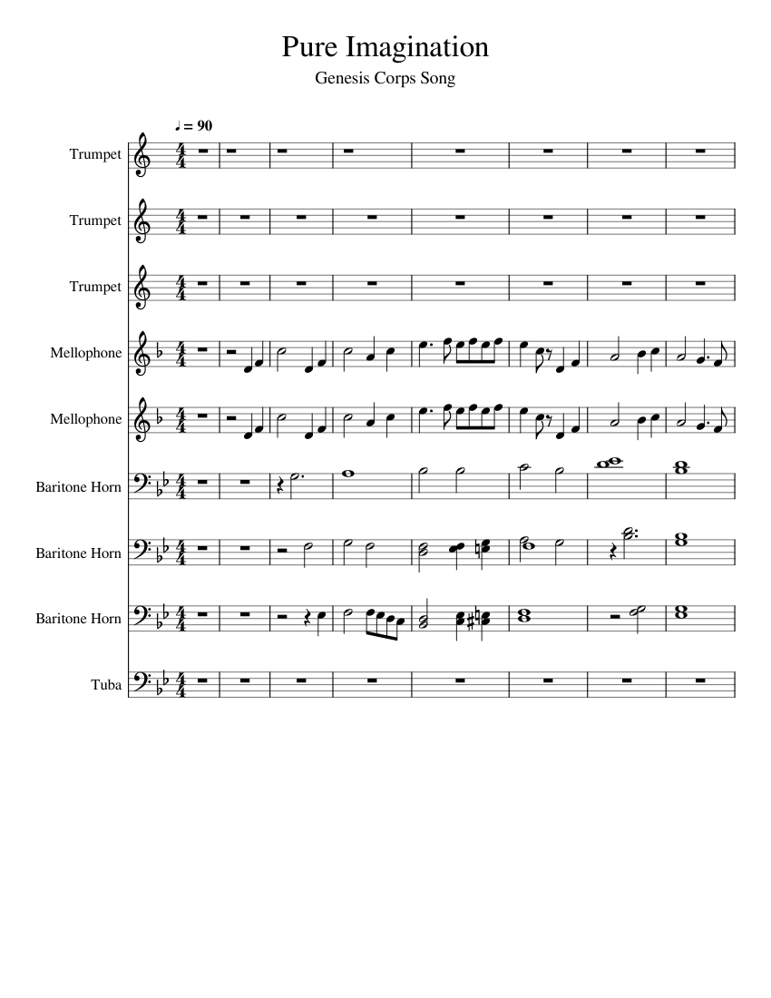 Pure Imagination Sheet Music for Tuba, Mellophone, Baritone horn ...