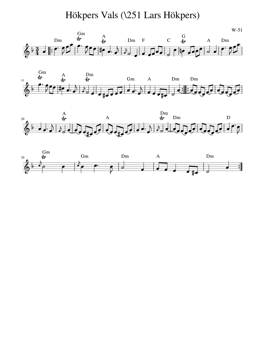Hökpers Vals (\251 Lars Hökpers) Sheet Music with Chords for Piano ...