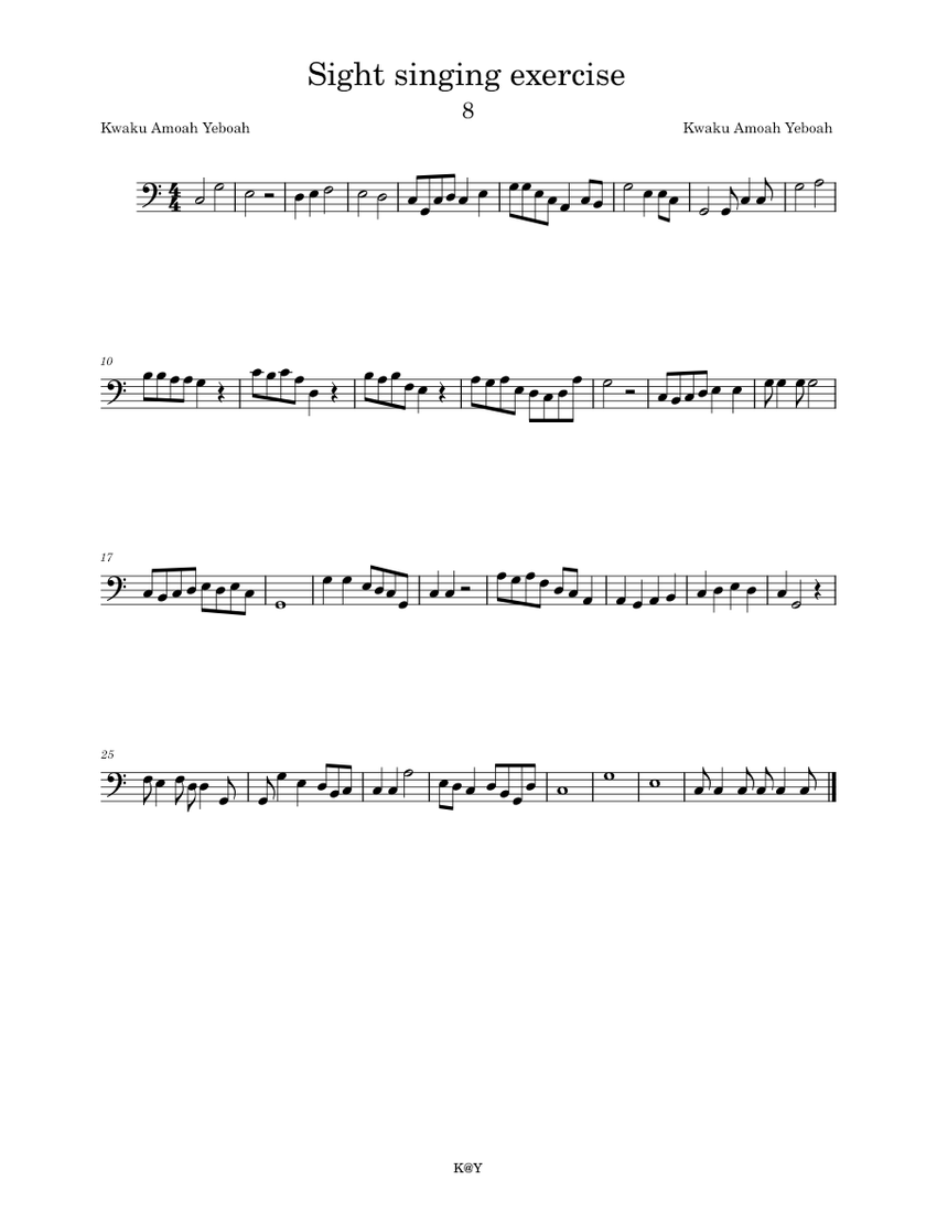Sight singing exercise 8 Sheet music for Piano (Solo) Easy | Musescore.com