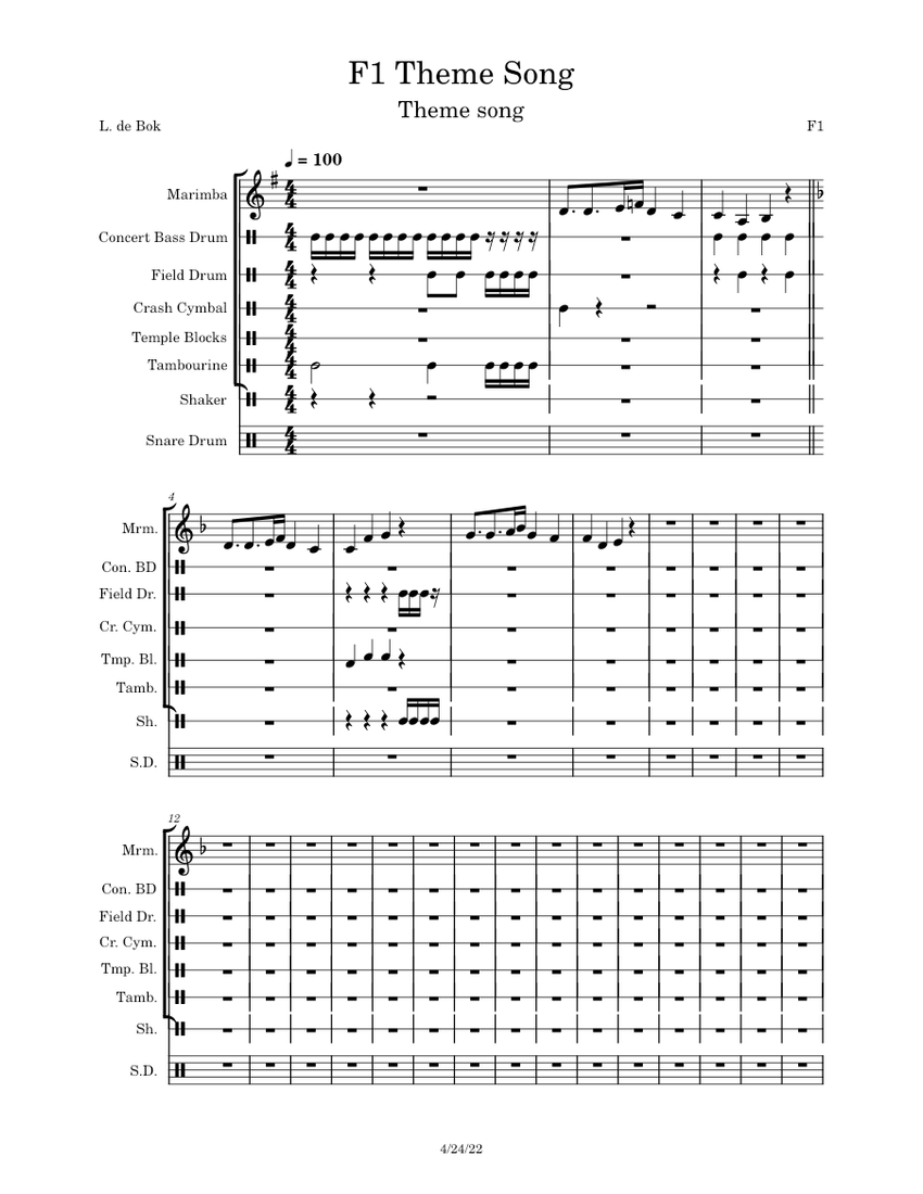 F1 theme song – F1 [Alfa1] F1 theme song V0.1 Sheet music for ...
