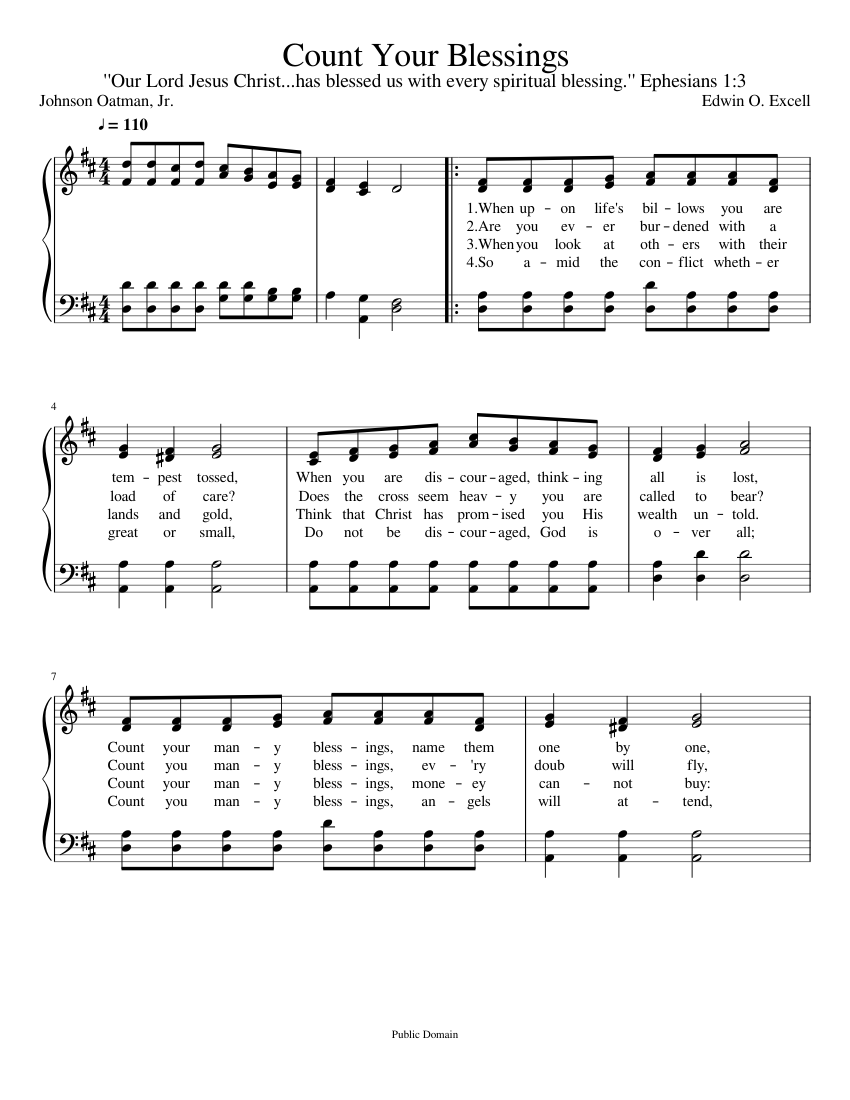 Count Your Blessings Sheet music for Piano (SATB) Easy | Musescore.com