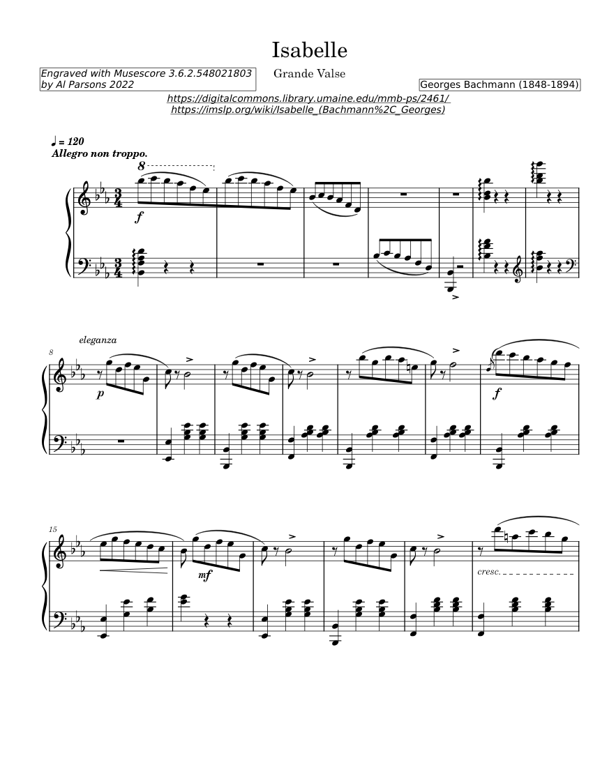 Isabelle Waltz - Key Ebmaj - Piano Sheet music for Piano (Solo ...
