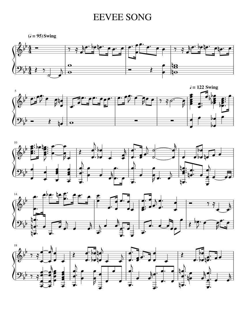 EEVEE SONG Sheet Music for Piano (Solo) | MuseScore.com