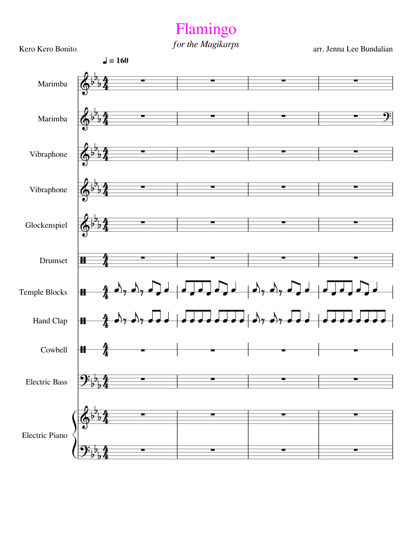 Flamingo (for Front Ensemble) Sheet music for Piano, Vibraphone ...