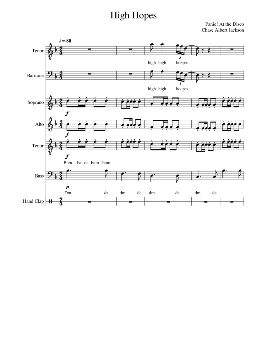 Simon Says - High Hopes Sheet music for Soprano, Alto, Tenor, Bass ...
