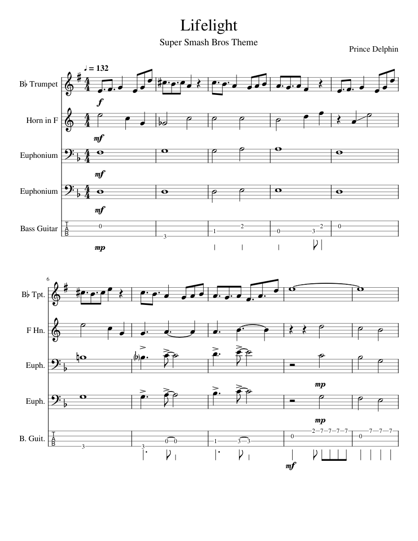 Lifelight Brass Arrangement Sheet music for Euphonium, Trumpet in b ...
