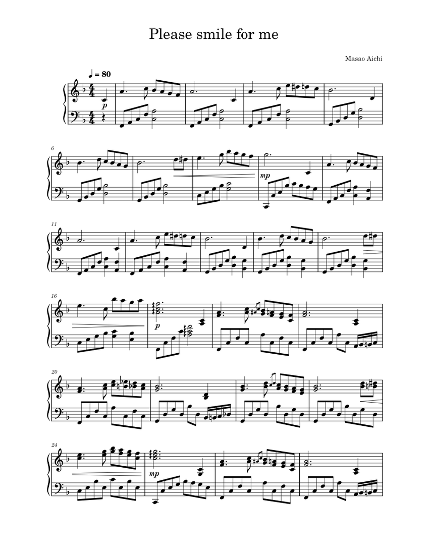 Please smile for me Sheet music for Piano (Solo) | Musescore.com